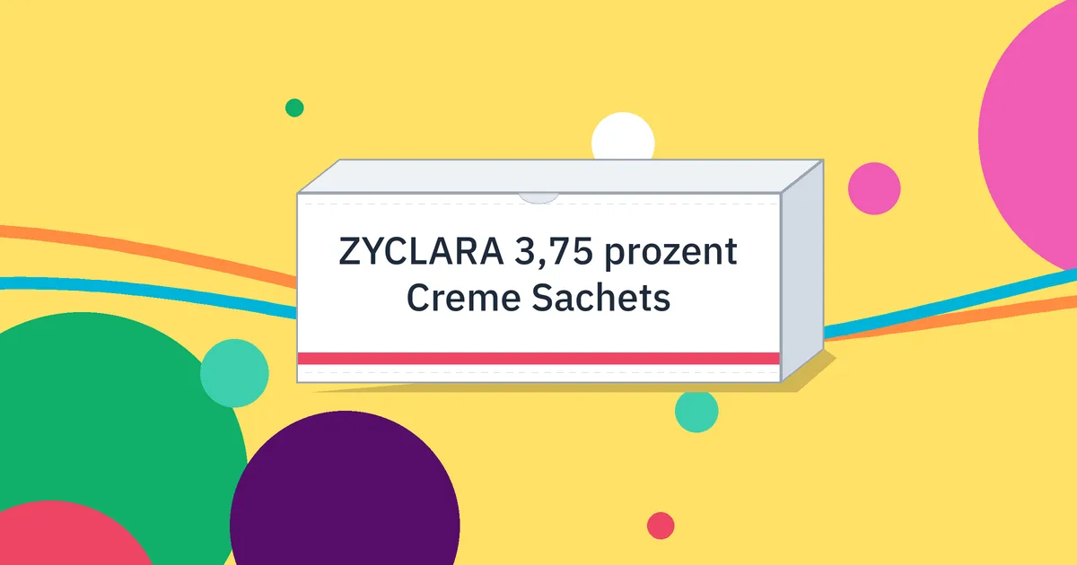 Symbolbild: Packung mit der Aufschrift ZYCLARA 3,75 prozent Creme Sachets (PZN 12420693) – Verfügbarkeit und Bezug in Apotheken in Frankfurt am Main