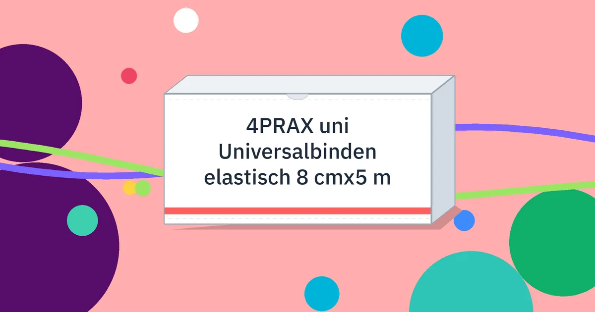 Symbolbild: Packung mit der Aufschrift 4PRAX uni Universalbinden elastisch 8 cmx5 m (PZN 20230452) – Verfügbarkeit und Bezug in Apotheken in Frankfurt am Main