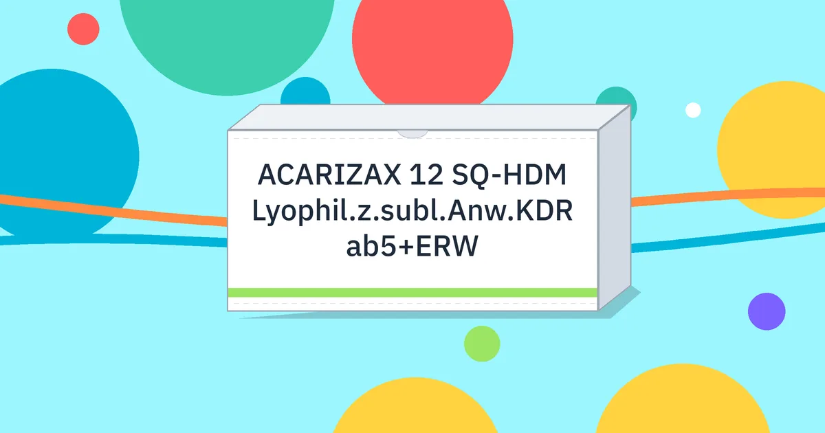 Symbolbild: Packung mit der Aufschrift ACARIZAX 12 SQ-HDM Lyophil.z.subl.Anw.KDR ab5+ERW (PZN 19343151) – Verfügbarkeit und Bezug in Apotheken in Frankfurt am Main