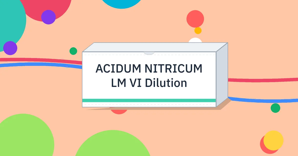 Symbolbild: Packung mit der Aufschrift ACIDUM NITRICUM LM VI Dilution (PZN 02820865) – Verfügbarkeit und Bezug in Apotheken in Frankfurt am Main