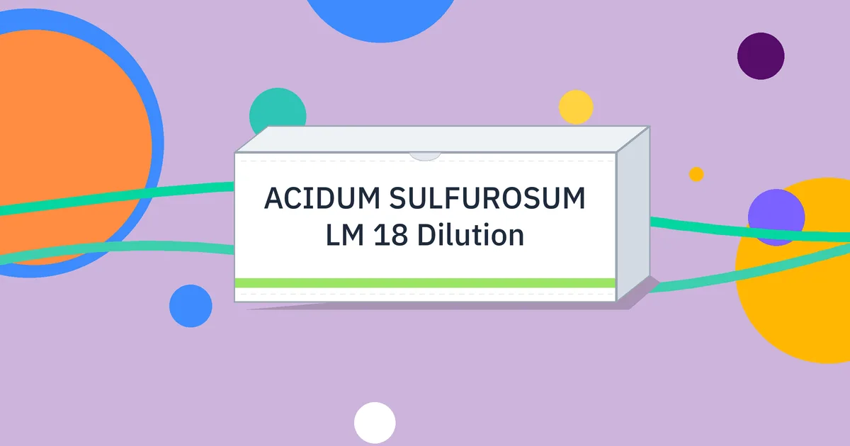 Symbolbild: Packung mit der Aufschrift ACIDUM SULFUROSUM LM 18 Dilution (PZN 13284950) – Verfügbarkeit und Bezug in Apotheken in Frankfurt am Main