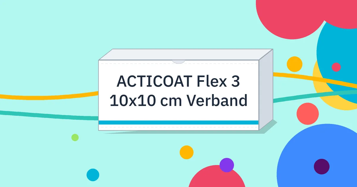 Symbolbild: Packung mit der Aufschrift ACTICOAT Flex 3 10x10 cm Verband (PZN 17993850) – Verfügbarkeit und Bezug in Apotheken in Frankfurt am Main
