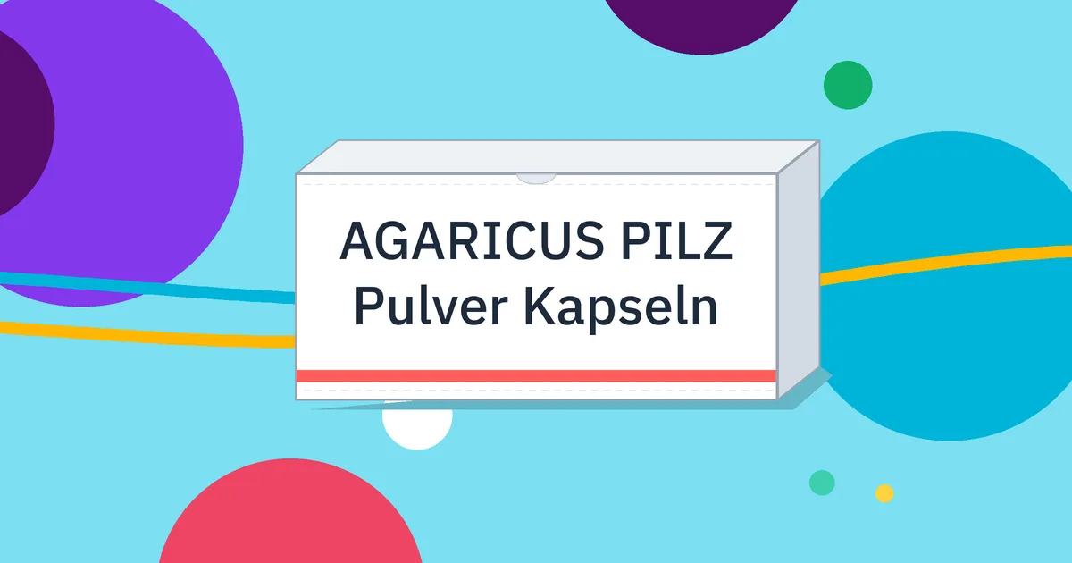 Symbolbild: Packung mit der Aufschrift AGARICUS PILZ Pulver Kapseln (PZN 10310049) – Verfügbarkeit und Bezug in Apotheken in Frankfurt am Main