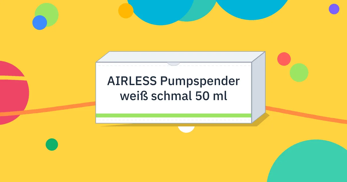 Symbolbild: Packung mit der Aufschrift AIRLESS Pumpspender weiß schmal 50 ml (PZN 10197601) – Verfügbarkeit und Bezug in Apotheken in Frankfurt am Main