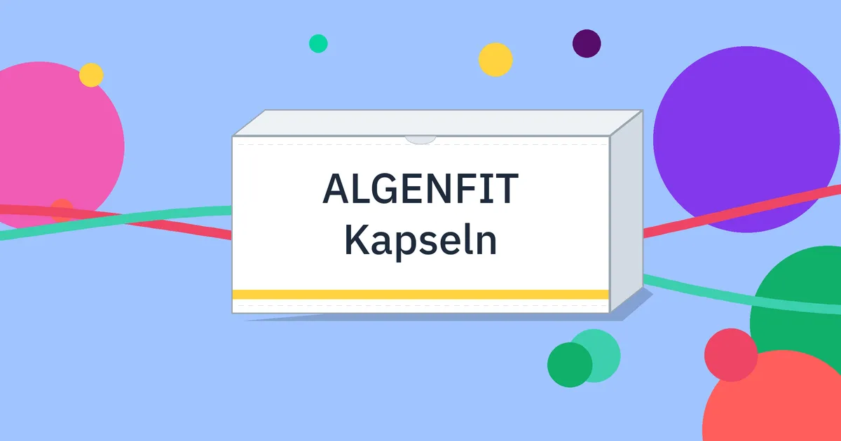 Symbolbild: Packung mit der Aufschrift ALGENFIT Kapseln (PZN 02563954) – Verfügbarkeit und Bezug in Apotheken in Frankfurt am Main