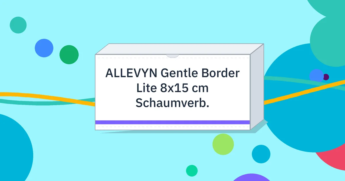 Symbolbild: Packung mit der Aufschrift ALLEVYN Gentle Border Lite 8x15 cm Schaumverb. (PZN 19096250) – Verfügbarkeit und Bezug in Apotheken in Frankfurt am Main
