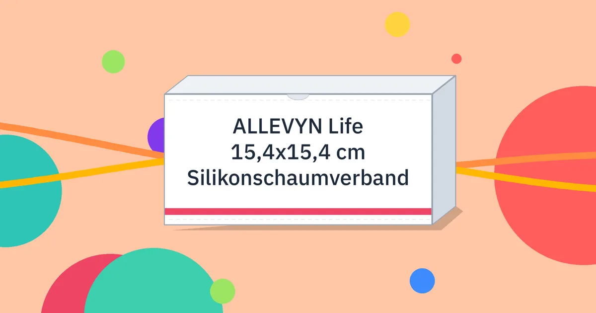 Symbolbild: Packung mit der Aufschrift ALLEVYN Life 15,4x15,4 cm Silikonschaumverband (PZN 09634048) – Verfügbarkeit und Bezug in Apotheken in Frankfurt am Main