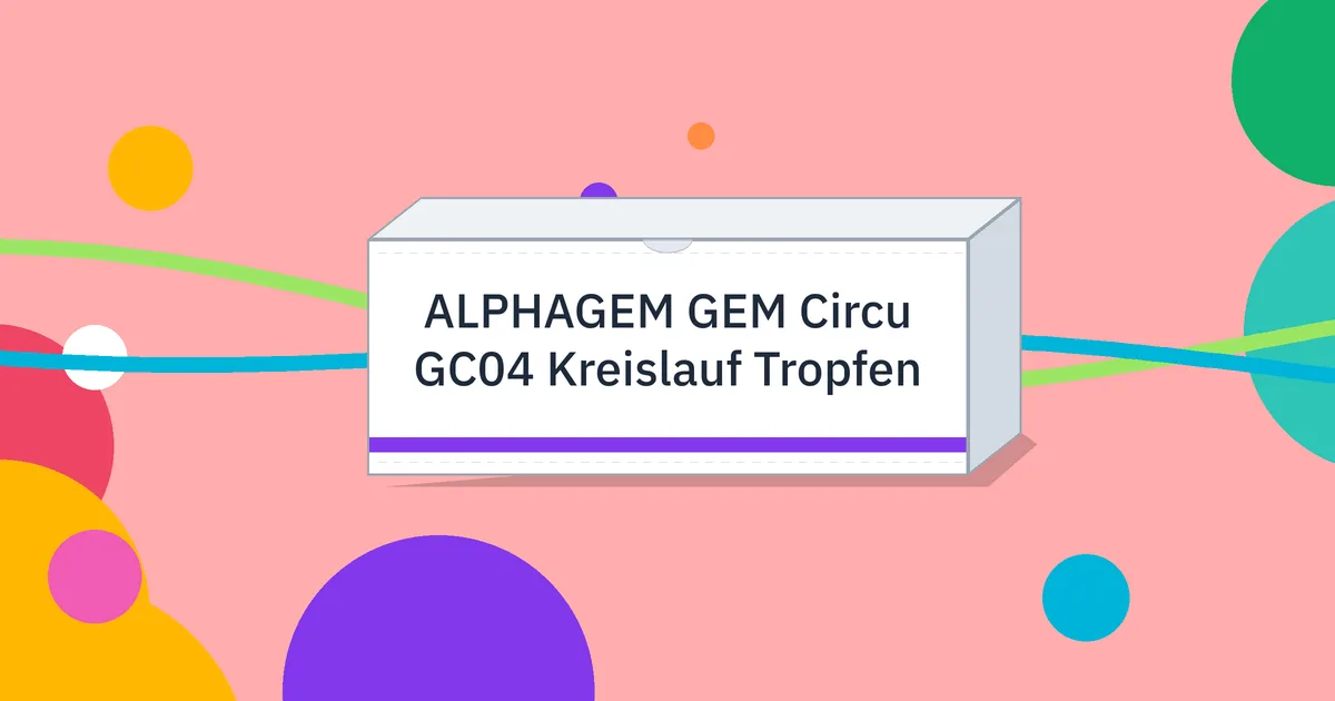Symbolbild: Packung mit der Aufschrift ALPHAGEM GEM Circu GC04 Kreislauf Tropfen (PZN 20296474) – Verfügbarkeit und Bezug in Apotheken in Frankfurt am Main