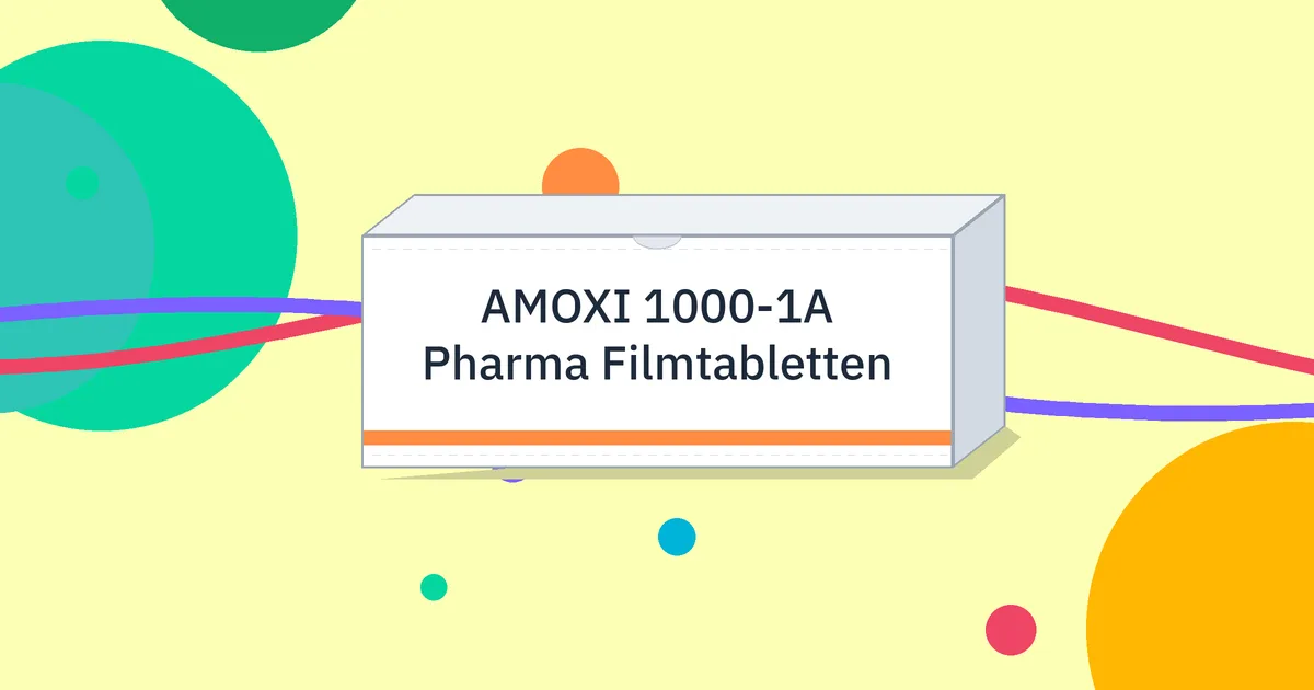 Symbolbild: Packung mit der Aufschrift AMOXI 1000-1A Pharma Filmtabletten (PZN 00658811) – Verfügbarkeit und Bezug in Apotheken in Frankfurt am Main