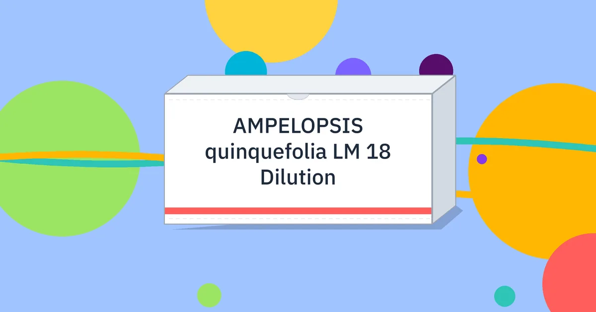 Symbolbild: Packung mit der Aufschrift AMPELOPSIS quinquefolia LM 18 Dilution (PZN 13325181) – Verfügbarkeit und Bezug in Apotheken in Frankfurt am Main