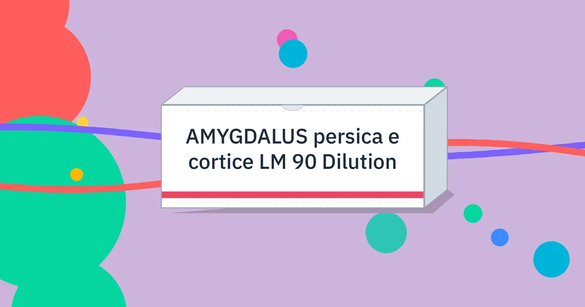 Symbolbild: Packung mit der Aufschrift AMYGDALUS persica e cortice LM 90 Dilution (PZN 13326312) – Verfügbarkeit und Bezug in Apotheken in Frankfurt am Main