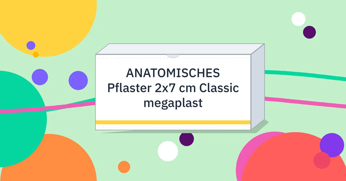 Symbolbild: Packung mit der Aufschrift ANATOMISCHES Pflaster 2x7 cm Classic megaplast (PZN 16500176) – Verfügbarkeit und Bezug in Apotheken in Frankfurt am Main
