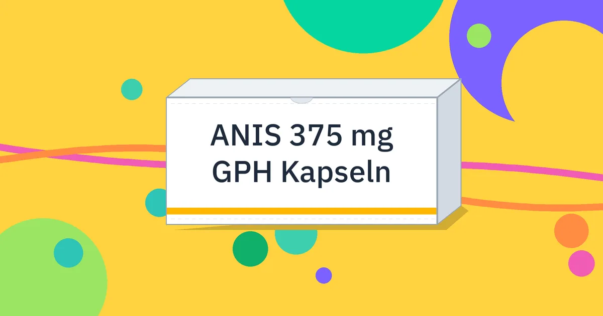 Symbolbild: Packung mit der Aufschrift ANIS 375 mg GPH Kapseln (PZN 06832598) – Verfügbarkeit und Bezug in Apotheken in Frankfurt am Main