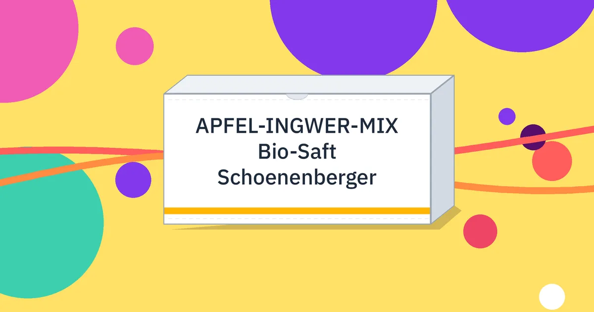 Symbolbild: Packung mit der Aufschrift APFEL-INGWER-MIX Bio-Saft Schoenenberger (PZN 00224892) – Verfügbarkeit und Bezug in Apotheken in Frankfurt am Main