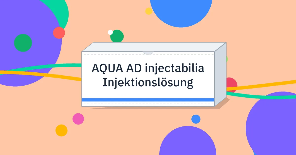 Symbolbild: Packung mit der Aufschrift AQUA AD injectabilia Injektionslösung (PZN 06874361) – Verfügbarkeit und Bezug in Apotheken in Frankfurt am Main