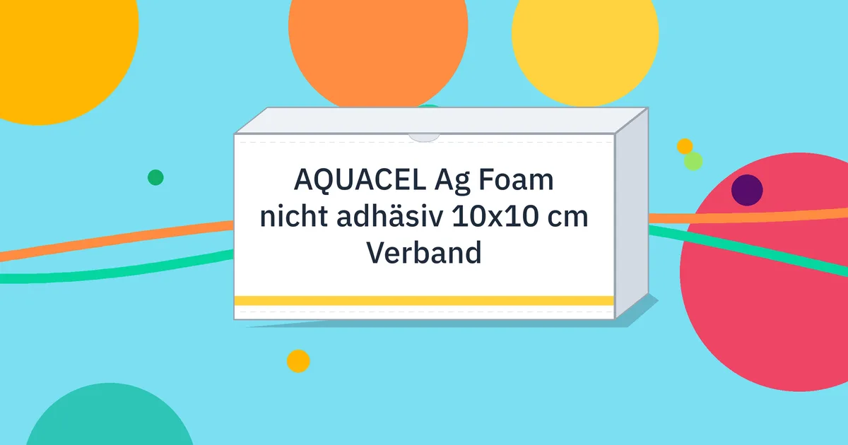 Symbolbild: Packung mit der Aufschrift AQUACEL Ag Foam nicht adhäsiv 10x10 cm Verband (PZN 12504881) – Verfügbarkeit und Bezug in Apotheken in Frankfurt am Main