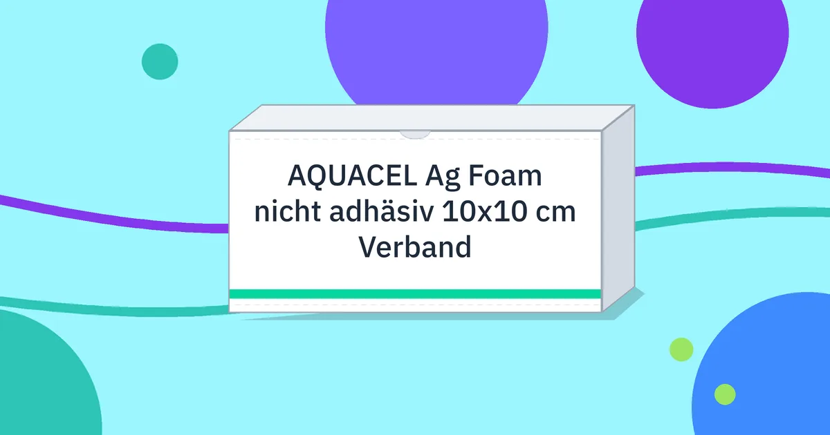 Symbolbild: Packung mit der Aufschrift AQUACEL Ag Foam nicht adhäsiv 10x10 cm Verband (PZN 18123536) – Verfügbarkeit und Bezug in Apotheken in Frankfurt am Main