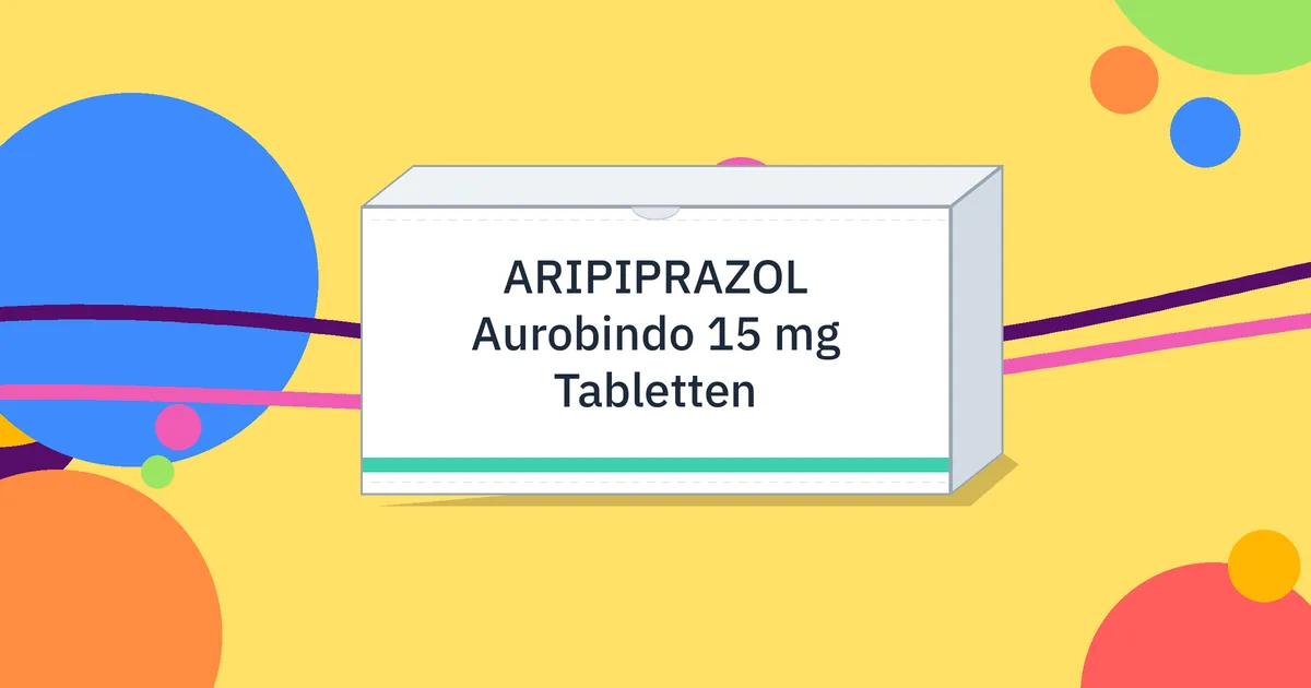 Symbolbild: Packung mit der Aufschrift ARIPIPRAZOL Aurobindo 15 mg Tabletten (PZN 20100784) – Verfügbarkeit und Bezug in Apotheken in Frankfurt am Main