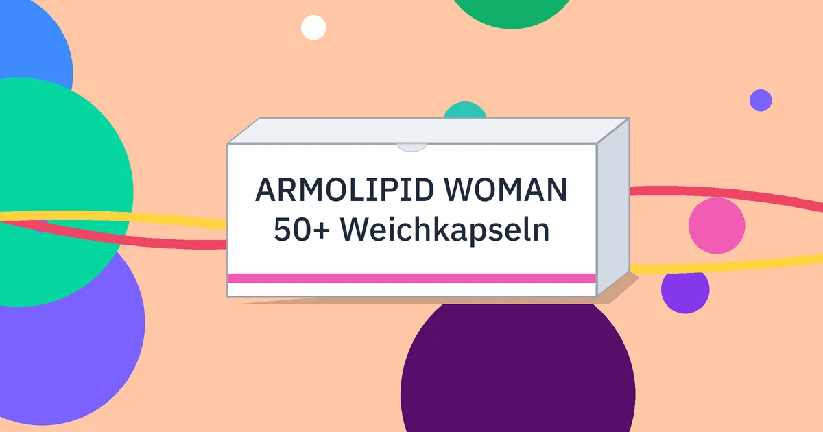 Symbolbild: Packung mit der Aufschrift ARMOLIPID WOMAN 50+ Weichkapseln (PZN 19691194) – Verfügbarkeit und Bezug in Apotheken in Frankfurt am Main