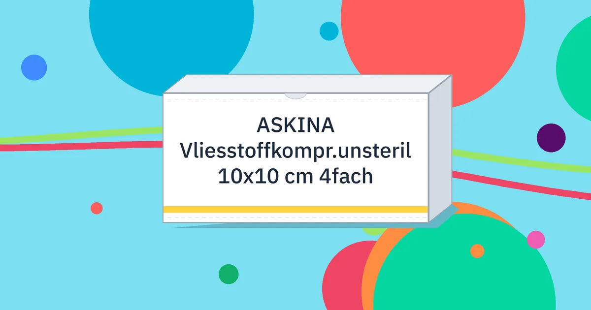Symbolbild: Packung mit der Aufschrift ASKINA Vliesstoffkompr.unsteril 10x10 cm 4fach (PZN 12736605) – Verfügbarkeit und Bezug in Apotheken in Frankfurt am Main