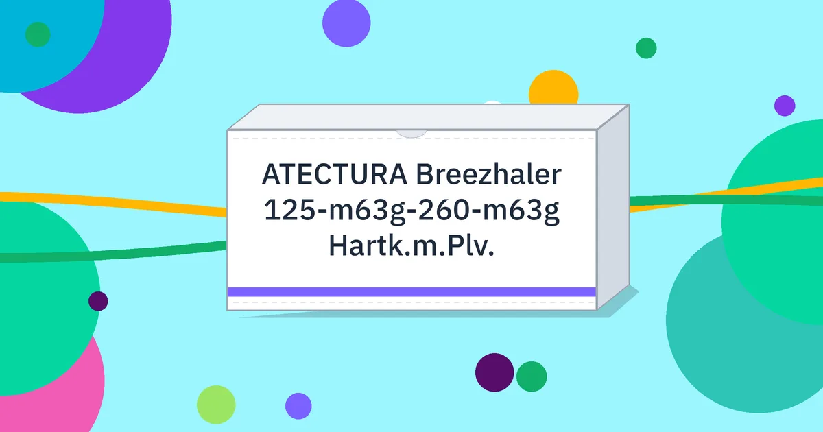 Symbolbild: Packung mit der Aufschrift ATECTURA Breezhaler 125-m63g-260-m63g Hartk.m.Plv. (PZN 17628168) – Verfügbarkeit und Bezug in Apotheken in Frankfurt am Main