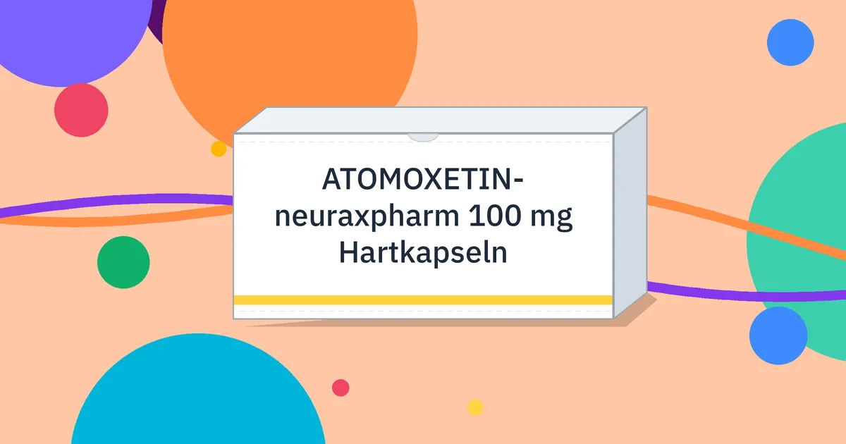 Symbolbild: Packung mit der Aufschrift ATOMOXETIN-neuraxpharm 100 mg Hartkapseln (PZN 14330333) – Verfügbarkeit und Bezug in Apotheken in Frankfurt am Main
