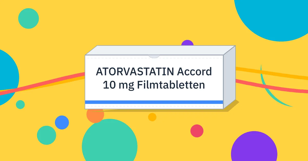 Symbolbild: Packung mit der Aufschrift ATORVASTATIN Accord 10 mg Filmtabletten (PZN 13980655) – Verfügbarkeit und Bezug in Apotheken in Frankfurt am Main