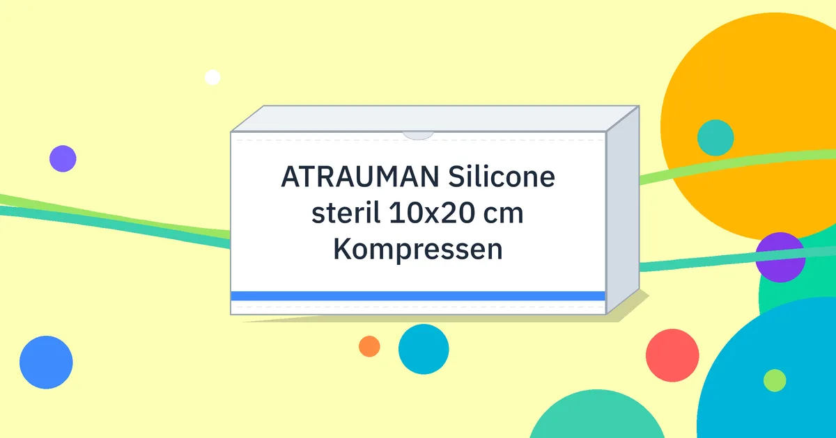 Symbolbild: Packung mit der Aufschrift ATRAUMAN Silicone steril 10x20 cm Kompressen (PZN 19627730) – Verfügbarkeit und Bezug in Apotheken in Frankfurt am Main