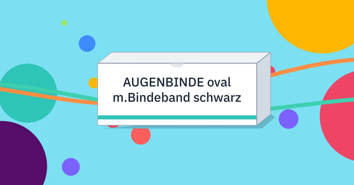 Symbolbild: Packung mit der Aufschrift AUGENBINDE oval m.Bindeband schwarz (PZN 13164513) – Verfügbarkeit und Bezug in Apotheken in Frankfurt am Main