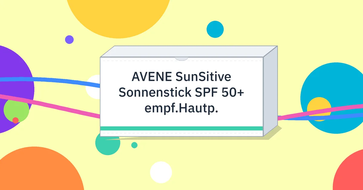 Symbolbild: Packung mit der Aufschrift AVENE SunSitive Sonnenstick SPF 50+ empf.Hautp. (PZN 05874666) – Verfügbarkeit und Bezug in Apotheken in Frankfurt am Main