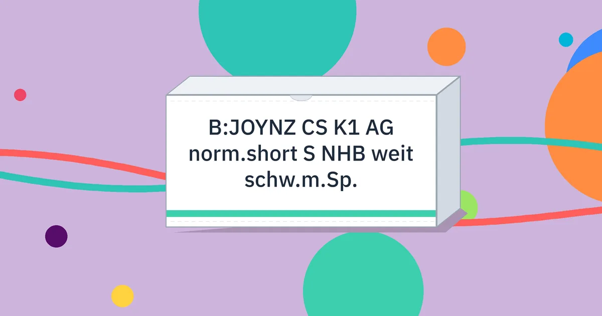 Symbolbild: Packung mit der Aufschrift B:JOYNZ CS K1 AG norm.short S NHB weit schw.m.Sp. (PZN 20532443) – Verfügbarkeit und Bezug in Apotheken in Frankfurt am Main