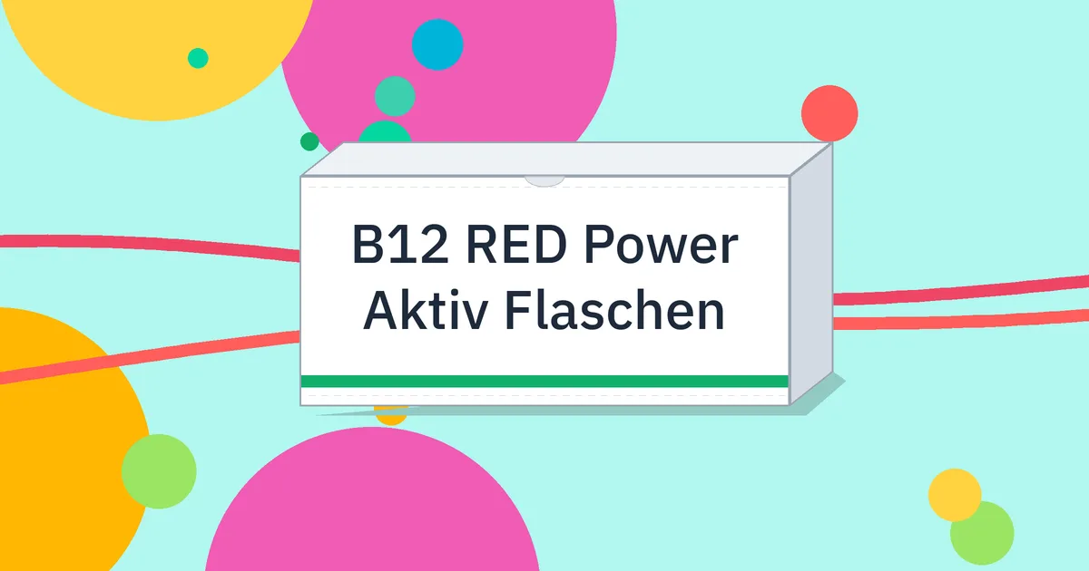 Symbolbild: Packung mit der Aufschrift B12 RED Power Aktiv Flaschen (PZN 11887733) – Verfügbarkeit und Bezug in Apotheken in Frankfurt am Main