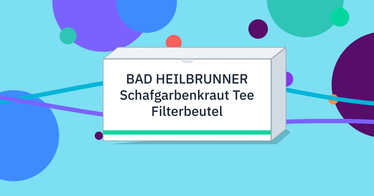 Symbolbild: Packung mit der Aufschrift BAD HEILBRUNNER Schafgarbenkraut Tee Filterbeutel (PZN 02296068) – Verfügbarkeit und Bezug in Apotheken in Frankfurt am Main