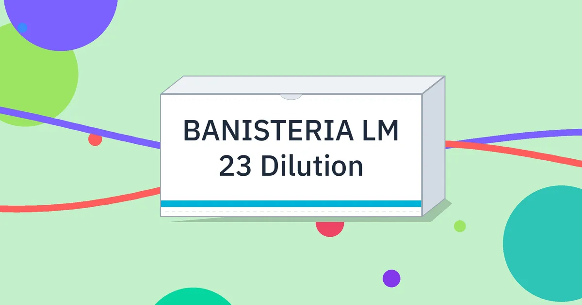 Symbolbild: Packung mit der Aufschrift BANISTERIA LM 23 Dilution (PZN 13375931) – Verfügbarkeit und Bezug in Apotheken in Frankfurt am Main