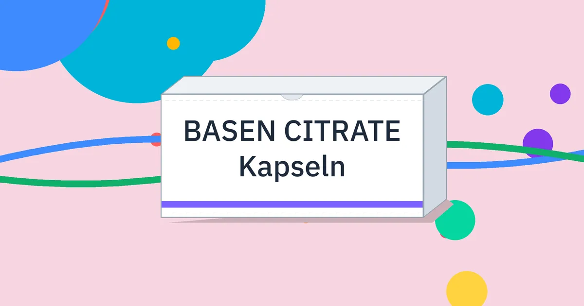 Symbolbild: Packung mit der Aufschrift BASEN CITRATE Kapseln (PZN 10125926) – Verfügbarkeit und Bezug in Apotheken in Frankfurt am Main