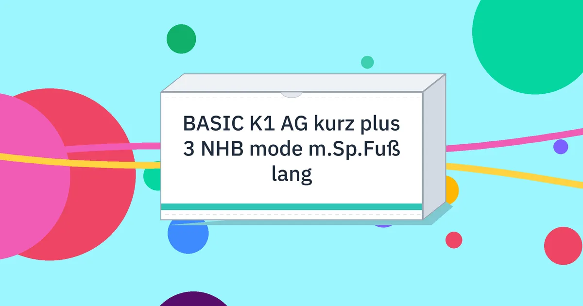 Symbolbild: Packung mit der Aufschrift BASIC K1 AG kurz plus 3 NHB mode m.Sp.Fuß lang (PZN 20260720) – Verfügbarkeit und Bezug in Apotheken in Frankfurt am Main