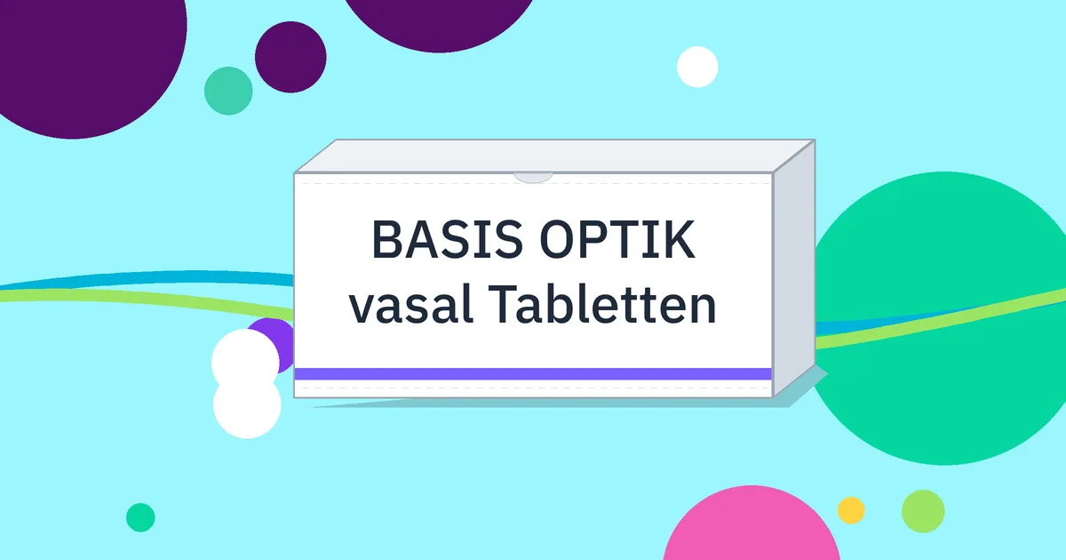 Symbolbild: Packung mit der Aufschrift BASIS OPTIK vasal Tabletten (PZN 11139824) – Verfügbarkeit und Bezug in Apotheken in Frankfurt am Main