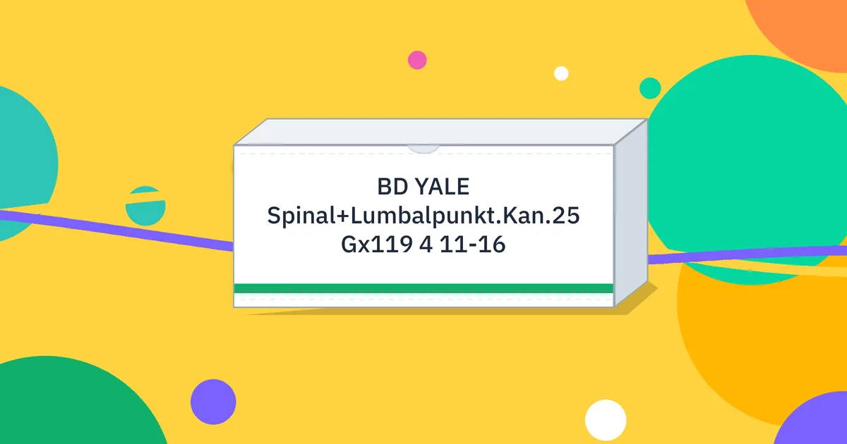 Symbolbild: Packung mit der Aufschrift BD YALE Spinal+Lumbalpunkt.Kan.25 Gx119 4 11-16 (PZN 07546021) – Verfügbarkeit und Bezug in Apotheken in Frankfurt am Main