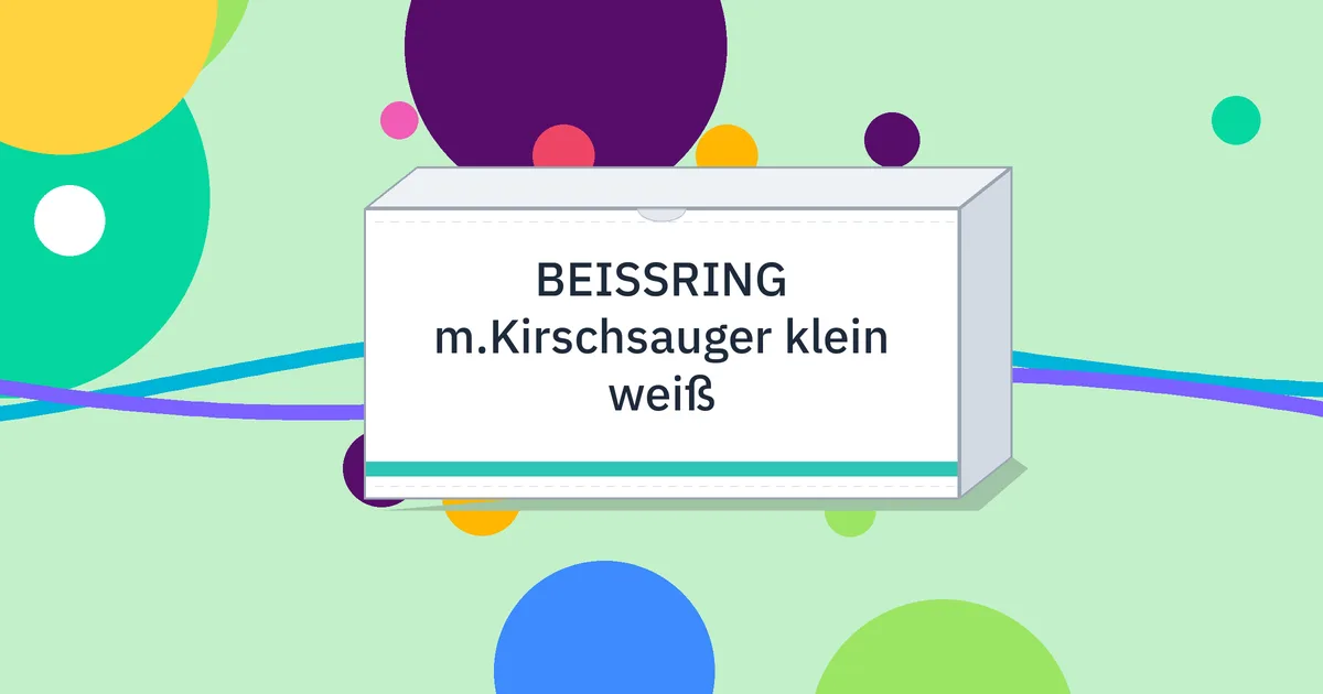 Symbolbild: Packung mit der Aufschrift BEISSRING m.Kirschsauger klein weiß (PZN 01724208) – Verfügbarkeit und Bezug in Apotheken in Frankfurt am Main