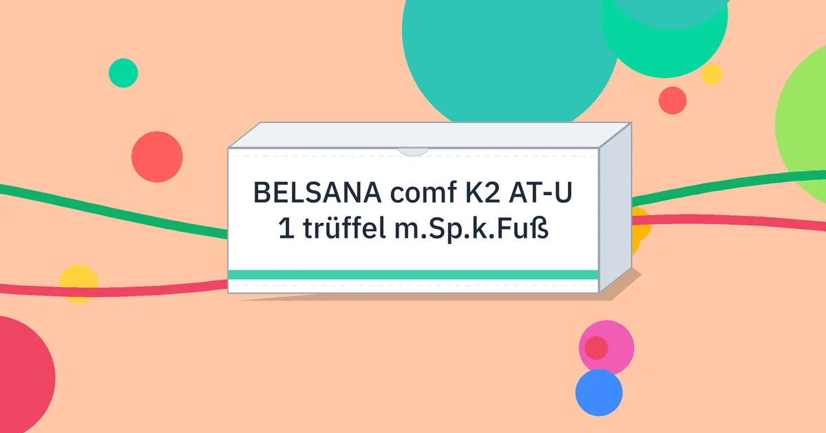 Symbolbild: Packung mit der Aufschrift BELSANA comf K2 AT-U 1 trüffel m.Sp.k.Fuß (PZN 12332428) – Verfügbarkeit und Bezug in Apotheken in Frankfurt am Main