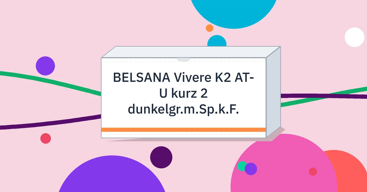 Symbolbild: Packung mit der Aufschrift BELSANA Vivere K2 AT-U kurz 2 dunkelgr.m.Sp.k.F. (PZN 12183359) – Verfügbarkeit und Bezug in Apotheken in Frankfurt am Main