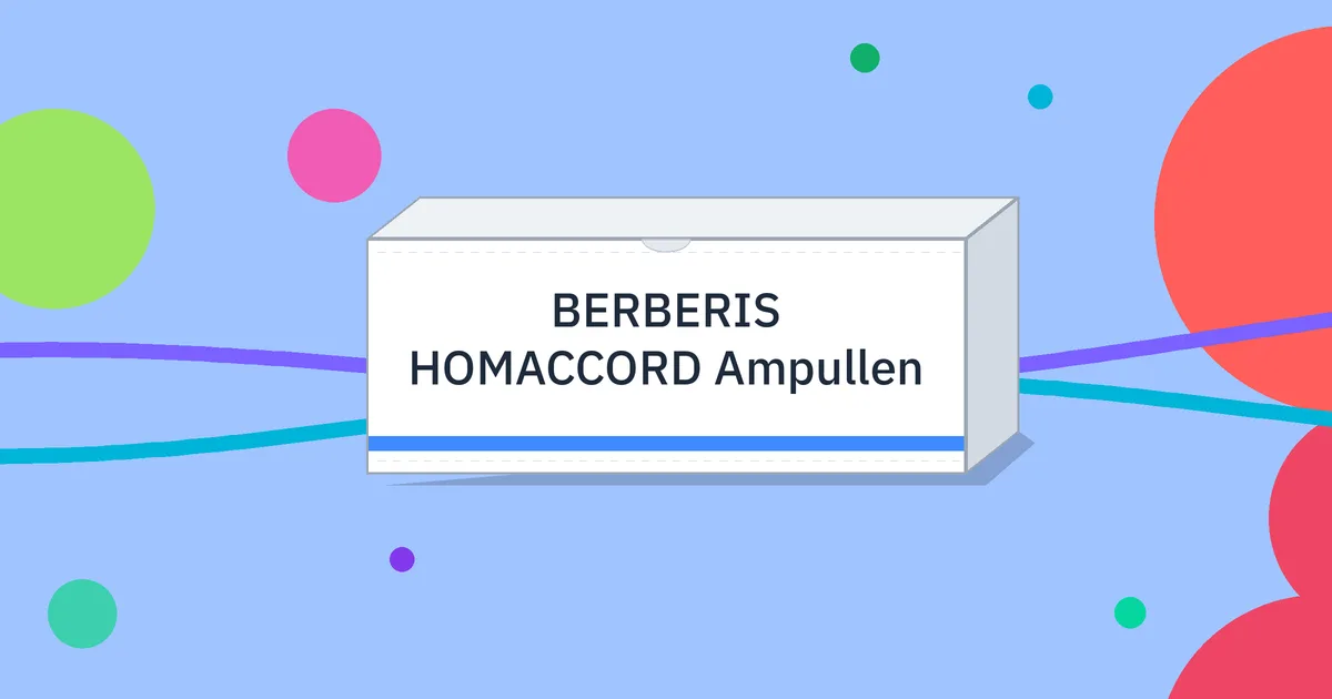 Symbolbild: Packung mit der Aufschrift BERBERIS HOMACCORD Ampullen (PZN 00117765) – Verfügbarkeit und Bezug in Apotheken in Frankfurt am Main