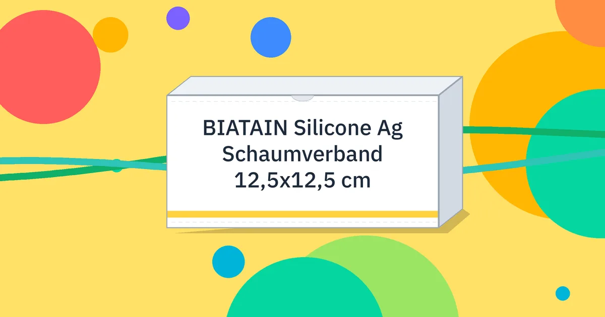 Symbolbild: Packung mit der Aufschrift BIATAIN Silicone Ag Schaumverband 12,5x12,5 cm (PZN 11134784) – Verfügbarkeit und Bezug in Apotheken in Frankfurt am Main