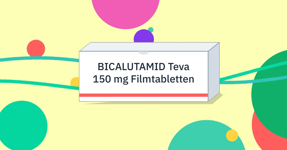 Symbolbild: Packung mit der Aufschrift BICALUTAMID Teva 150 mg Filmtabletten (PZN 18239902) – Verfügbarkeit und Bezug in Apotheken in Frankfurt am Main