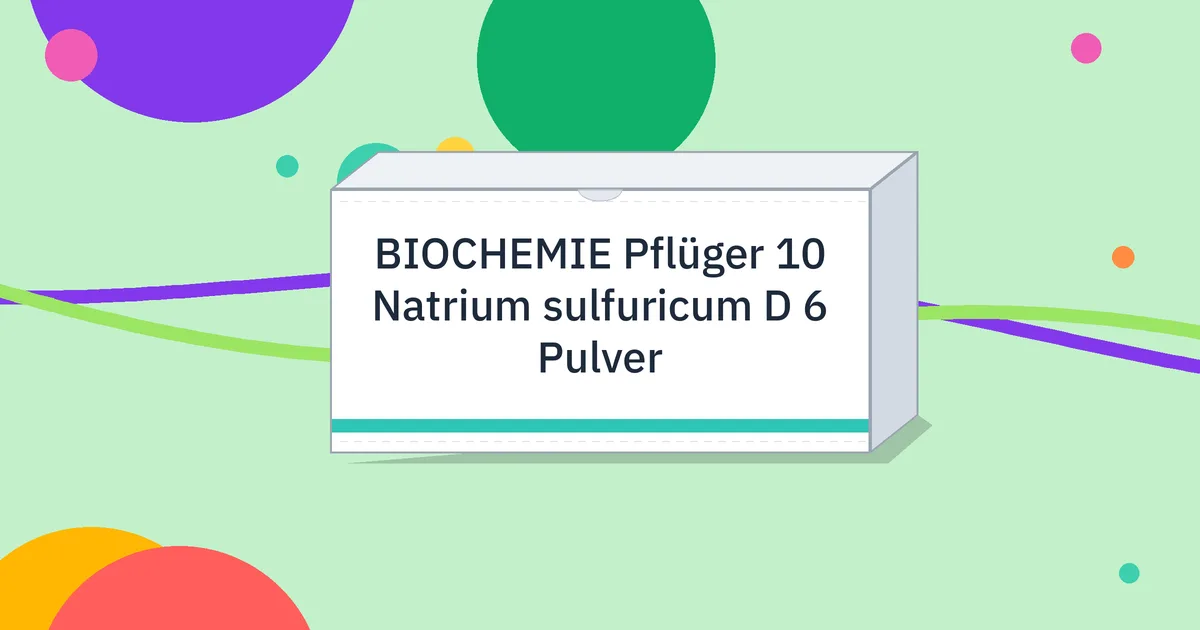 Symbolbild: Packung mit der Aufschrift BIOCHEMIE Pflüger 10 Natrium sulfuricum D 6 Pulver (PZN 06323448) – Verfügbarkeit und Bezug in Apotheken in Frankfurt am Main