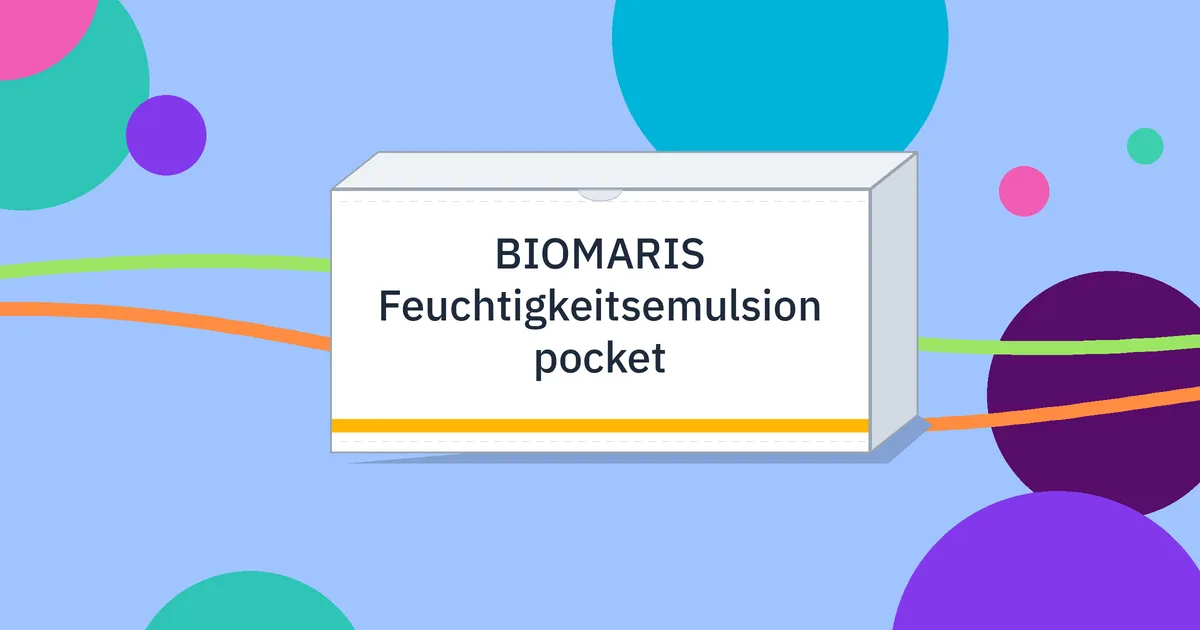 Symbolbild: Packung mit der Aufschrift BIOMARIS Feuchtigkeitsemulsion pocket (PZN 15231900) – Verfügbarkeit und Bezug in Apotheken in Frankfurt am Main