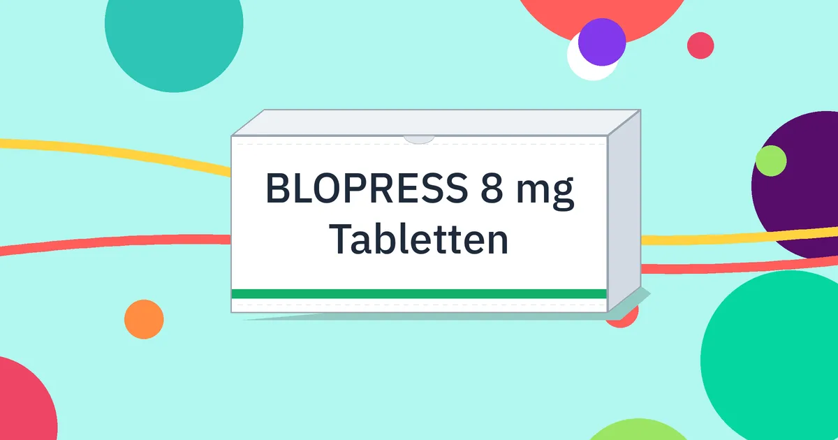 Symbolbild: Packung mit der Aufschrift BLOPRESS 8 mg Tabletten (PZN 02860362) – Verfügbarkeit und Bezug in Apotheken in Frankfurt am Main