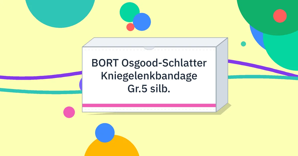 Symbolbild: Packung mit der Aufschrift BORT Osgood-Schlatter Kniegelenkbandage Gr.5 silb. (PZN 16845047) – Verfügbarkeit und Bezug in Apotheken in Frankfurt am Main