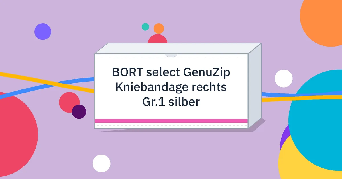 Symbolbild: Packung mit der Aufschrift BORT select GenuZip Kniebandage rechts Gr.1 silber (PZN 16844272) – Verfügbarkeit und Bezug in Apotheken in Frankfurt am Main