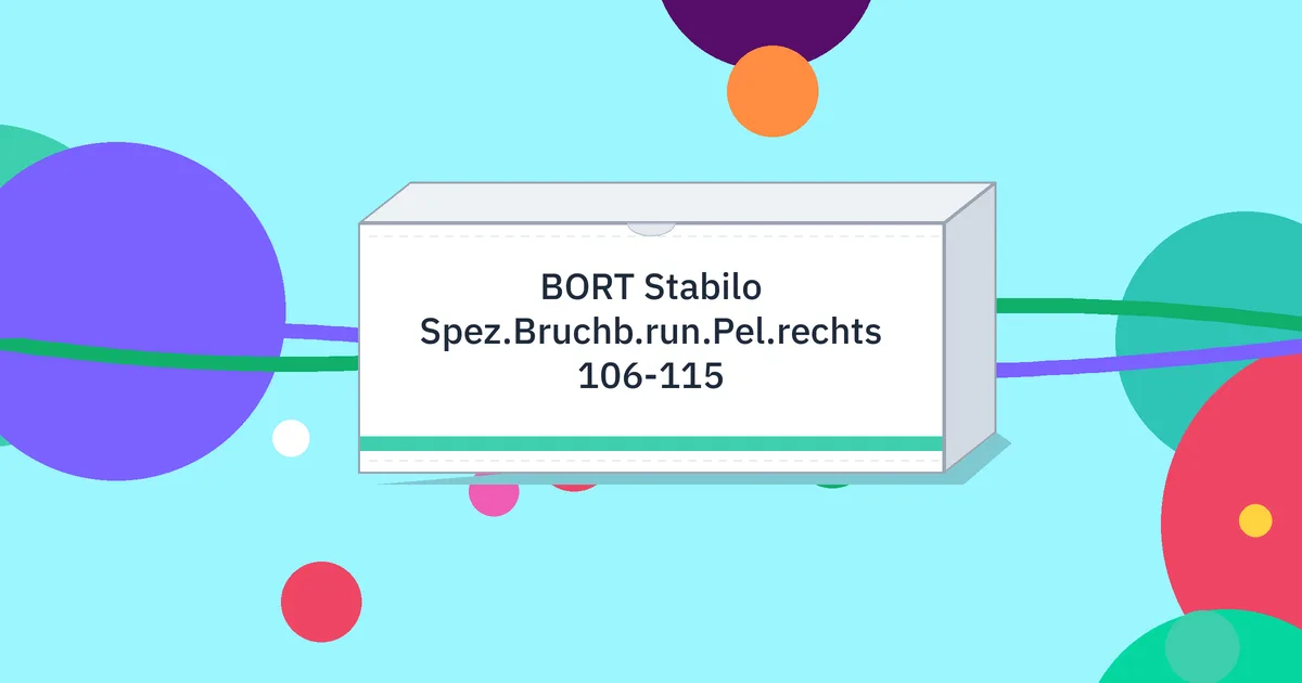 Symbolbild: Packung mit der Aufschrift BORT Stabilo Spez.Bruchb.run.Pel.rechts 106-115 (PZN 05563860) – Verfügbarkeit und Bezug in Apotheken in Frankfurt am Main